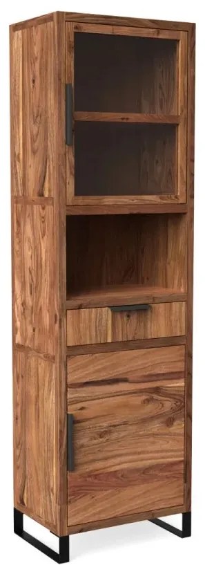 furniture-nabytek.cz - Masivní nástěnná skříň Sidora II z akácie, lakovaná, hnědá
