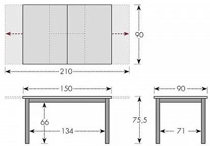 DOPPLER Hliníkový stůl rozkládací EXPERT WOOD 150/210x90 cm (antracit)