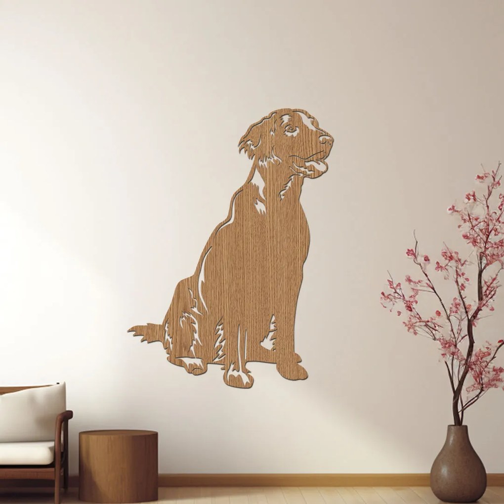 dřevo života Dřevěný obraz psa Flat coated retriever Zvolte rozměr (cm): 45x60, Zvolte barvu dekoru: Černá