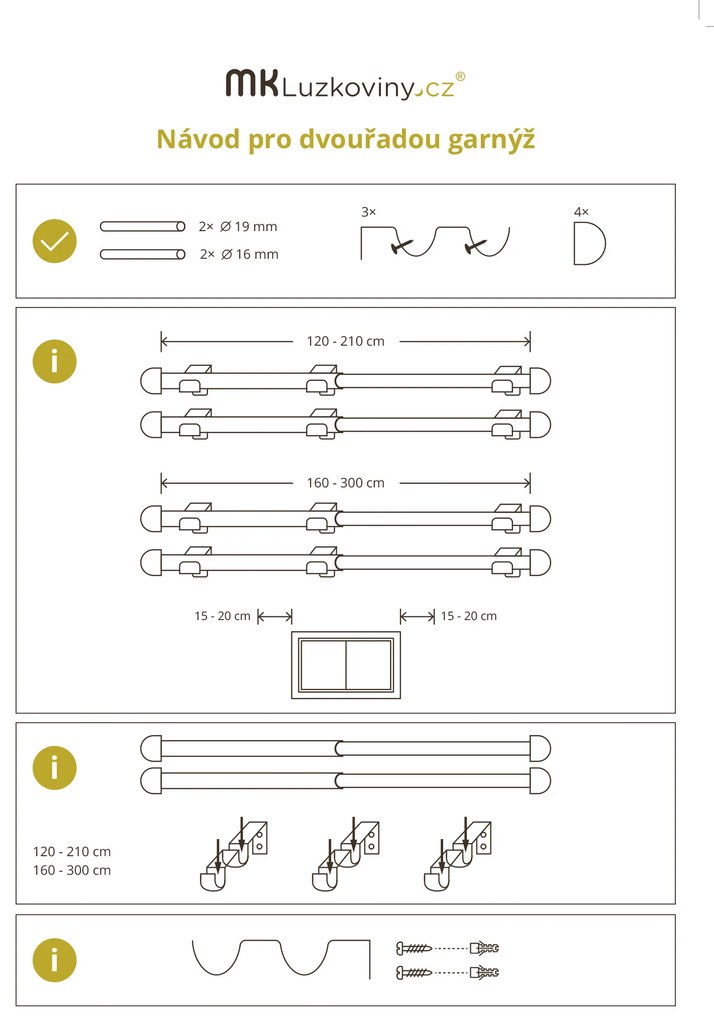 MK Lůžkoviny Garnýž dvouřadá Federico - matná černá 120 - 210 cm