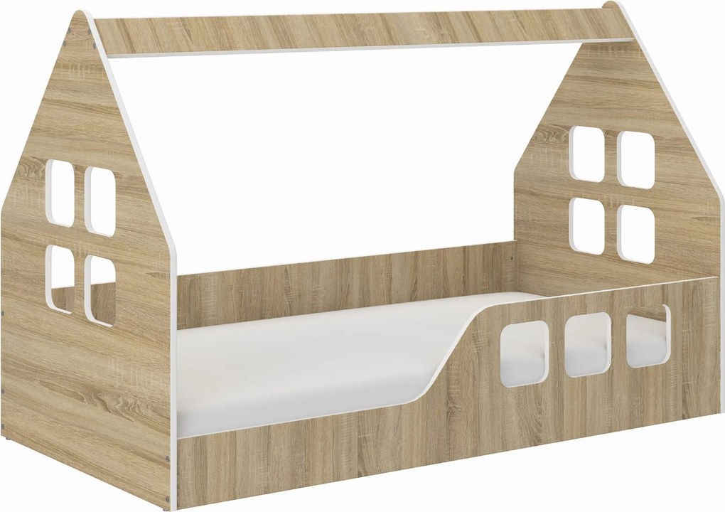 Wooden Toys Dětská postel Nízký DOMEČEK SONOMA 160x80 Montessori  PRAVÁ