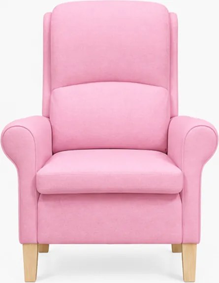 relaxační křeslo, odpočinkové, ušák, dřevo/textil, 101x95x75 cm, přírodní/růžová, Dekorino KR20260044