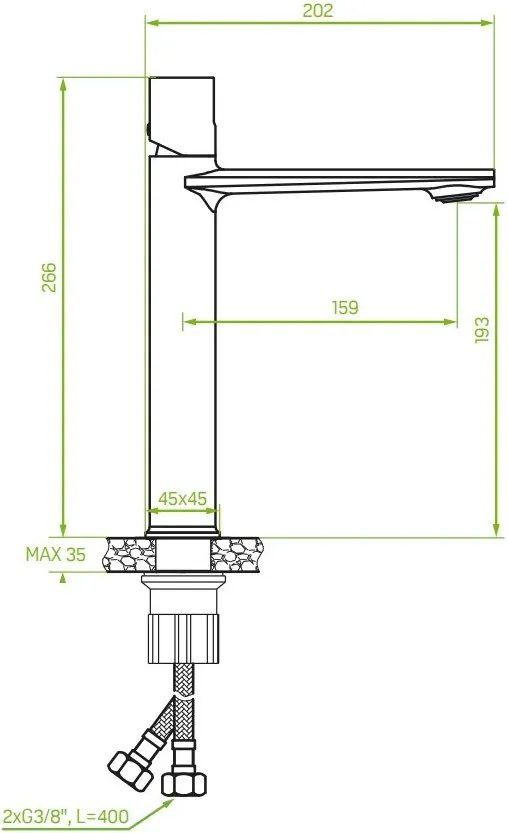 Laveo Tores, vysoká umyvadlová baterie h-266, grafitová, LAV-BVT_92ND