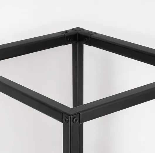 věšák, stojan na šaty, rohový, 2 police, kov/plast, 180x60x45 cm, černá, Dekorino TK20260031
