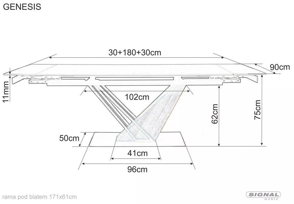 Rozkládací jídelní stůl Genesis 180/240 cm černý/jasan