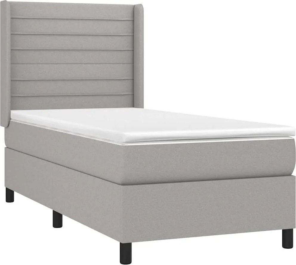 Box spring postel s matrací světle šedá 90x190 cm textil 3131473