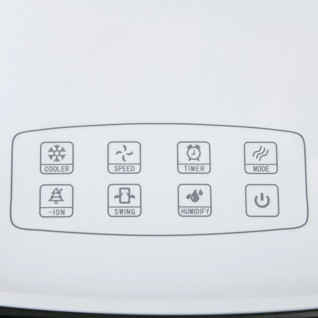 HOMCOM Mobilní klimatizace 600W pro místnosti do 20m² s 8h časovačem, zvlhčováním a chlazením vodou, přenosná klimatizace z ABS 38,2x31,6x76cm | Aoso…