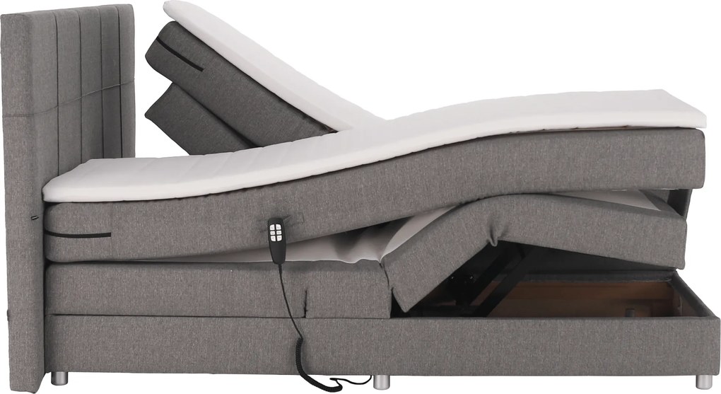Elektrická polohovací postel, boxspring, šedá, 160x200, MURKO NEW
