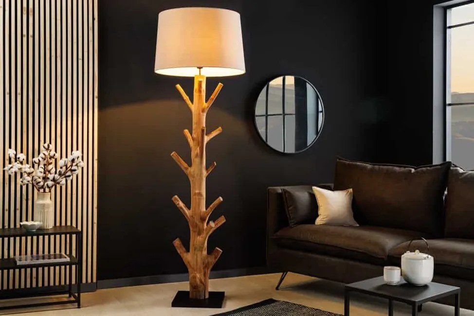 Designová stojací lampa Kayu z masivu mangostan 180cm