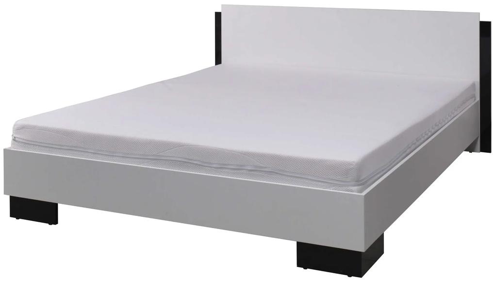 Maridex moderní manželská postel Lux vysoký lesk / černá