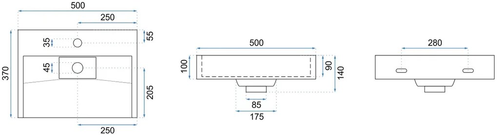 Umyvadlo na desku Goya konglomerátové 50 cm - bílá