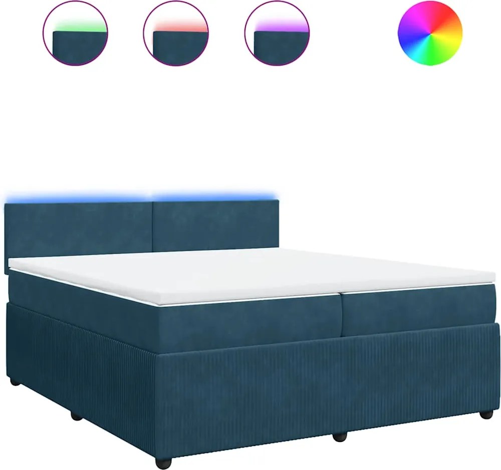 Box spring postel s matrací modrá 200 x 200 cm samet 3290128