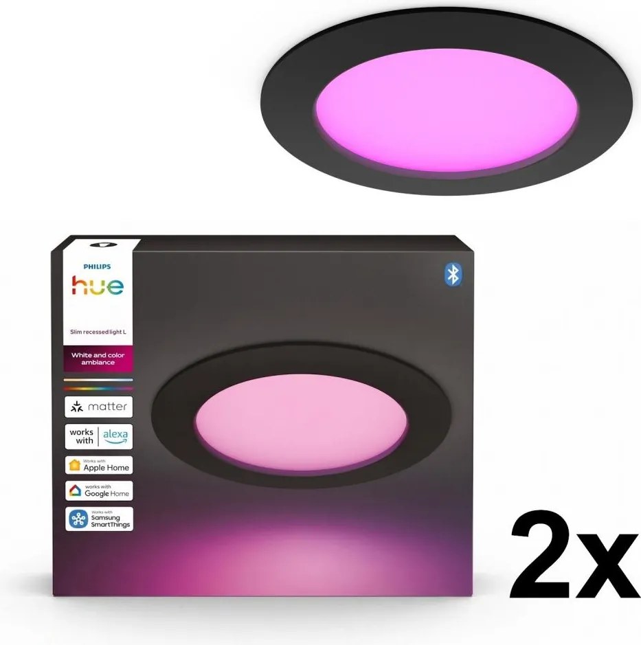 Philips - SADA 2x LED RGBW Stm. koup. podhledové sv. Hue SLIM LED/12W/230V IP44