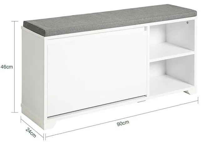 Sobuy SoBuy FSR119-W Botník Lavice s podsedákem Hrudní lavice Sedák na boty 90x46x24cm