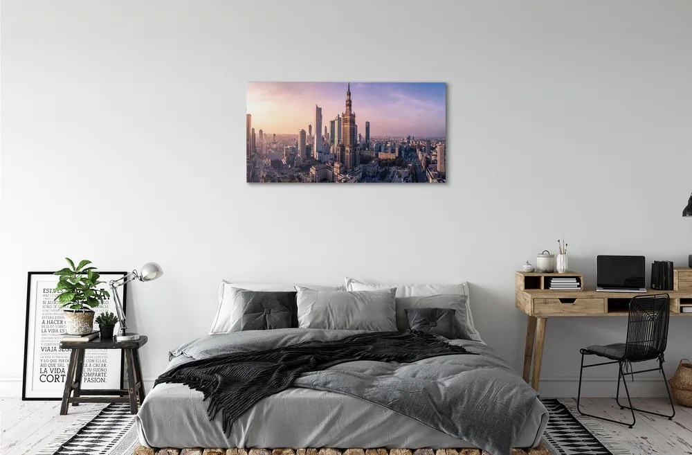 Obrazy na plátně VARŠAVA Sunrise mrakodrapy panorama 100x50 cm