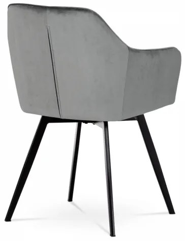Jídelní židle šedá sametová látka, kovové nohy, černý matný lak DCH-425 GREY4