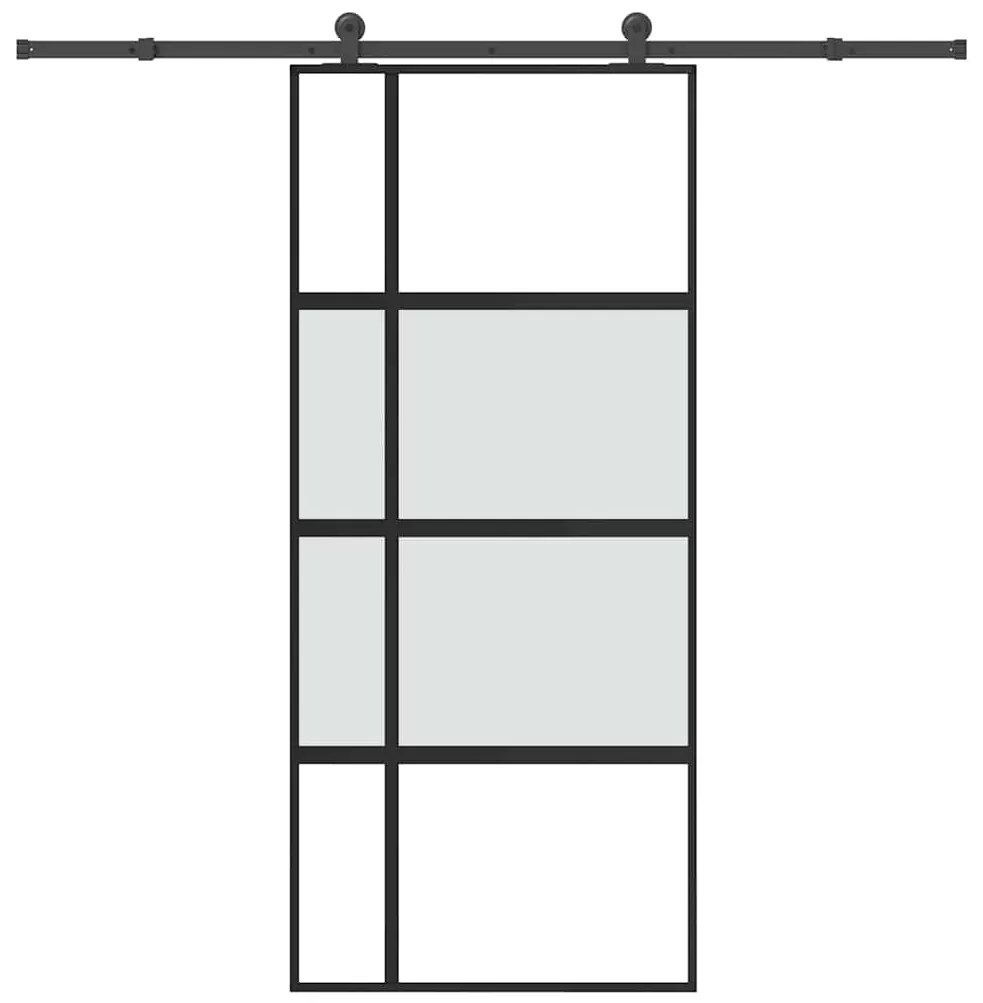 Posuvné dveře s kováním 90x205 cm tvrzeného sklo a hliník