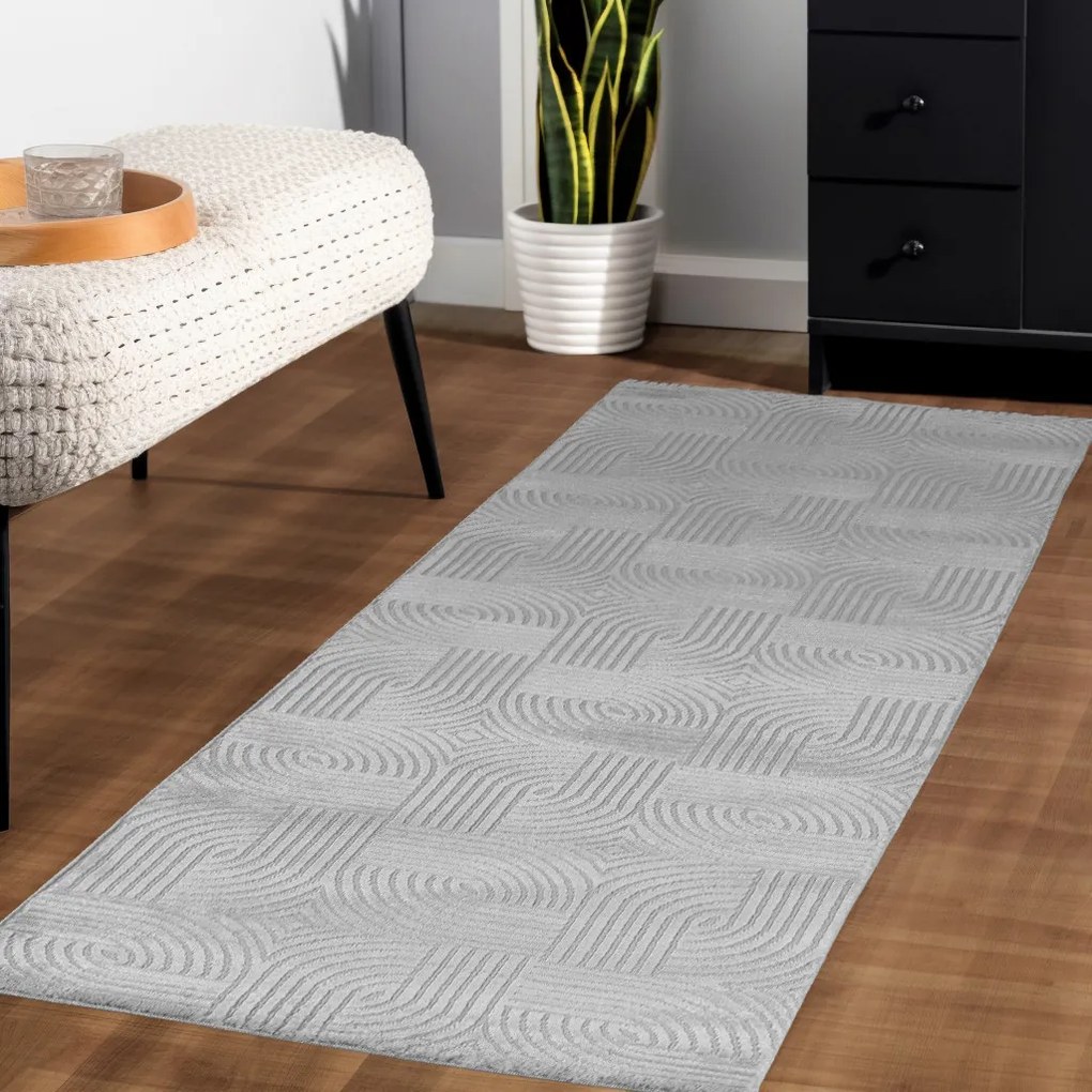 Ayyildiz, Koberec běhoun Sahara 1112 Silver, 80x250, šedá, obývací pokoj