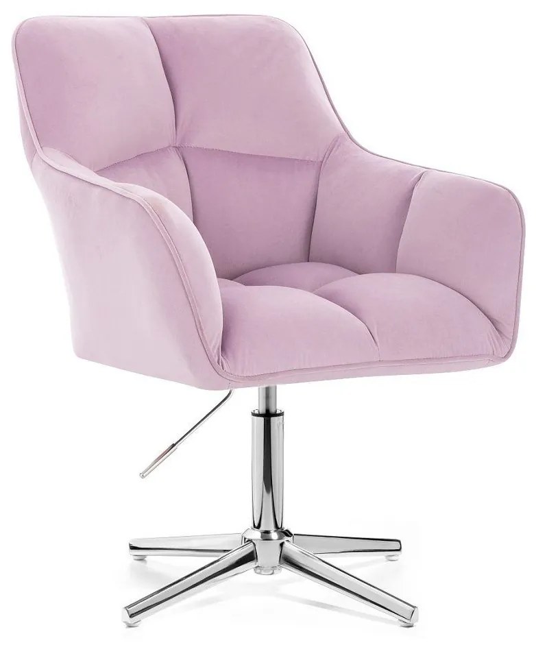 LuxuryForm DESIGN Otočné křeslo AMALFI VELUR na stříbrném kříži - levandule