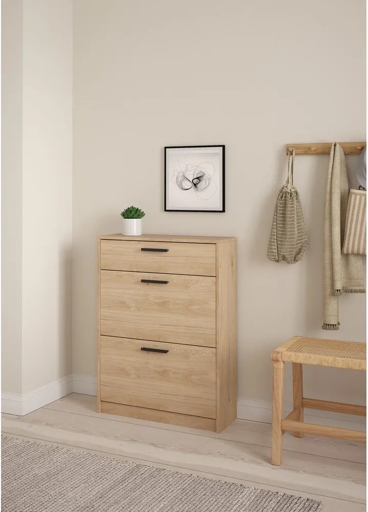 Výklopný botník v dekoru dubu v přírodní barvě 70x94x24 cm Escape – Tvilum