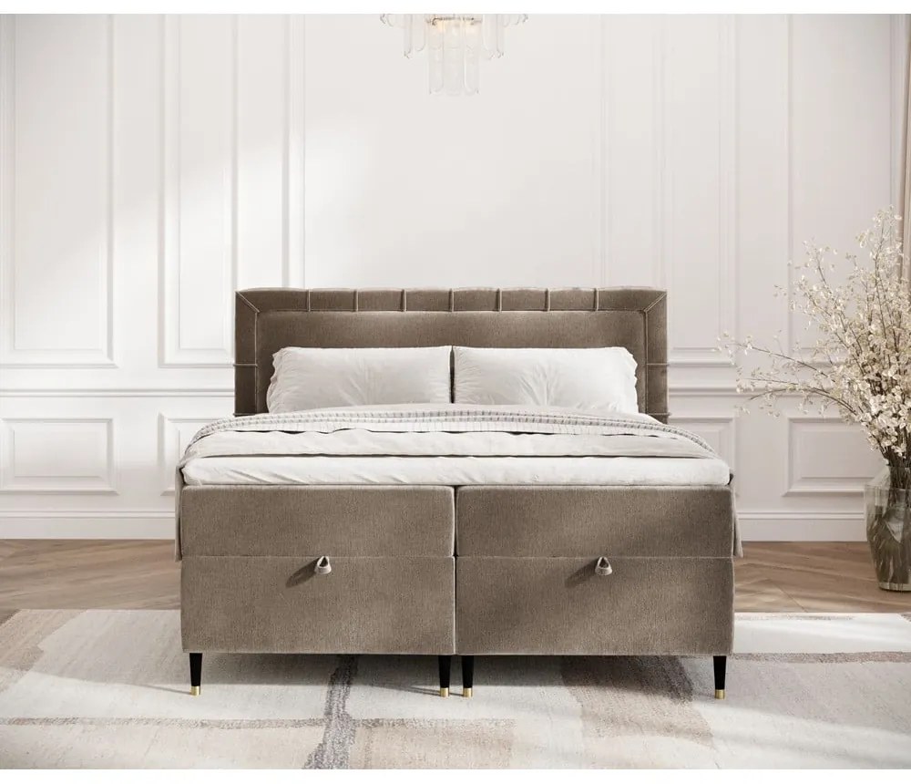 Béžová boxspring postel s úložným prostorem 180x200 cm Voyage – Maison de Rêve