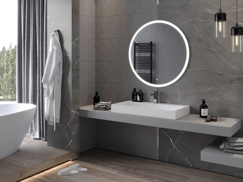 Mexen Oro, kulaté LED podsvícené koupelnové zrcadlo 90 cm, 6000K, topná podložka proti zamlžování, 9824-090-090-611-00