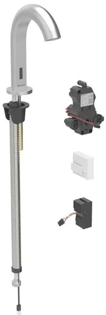 Geberit Piave - Elektronický umyvadlový ventil, pro studenou vodu, síťové napájení, easy to clean, kartáčovaná nerez 116.181.SN.1