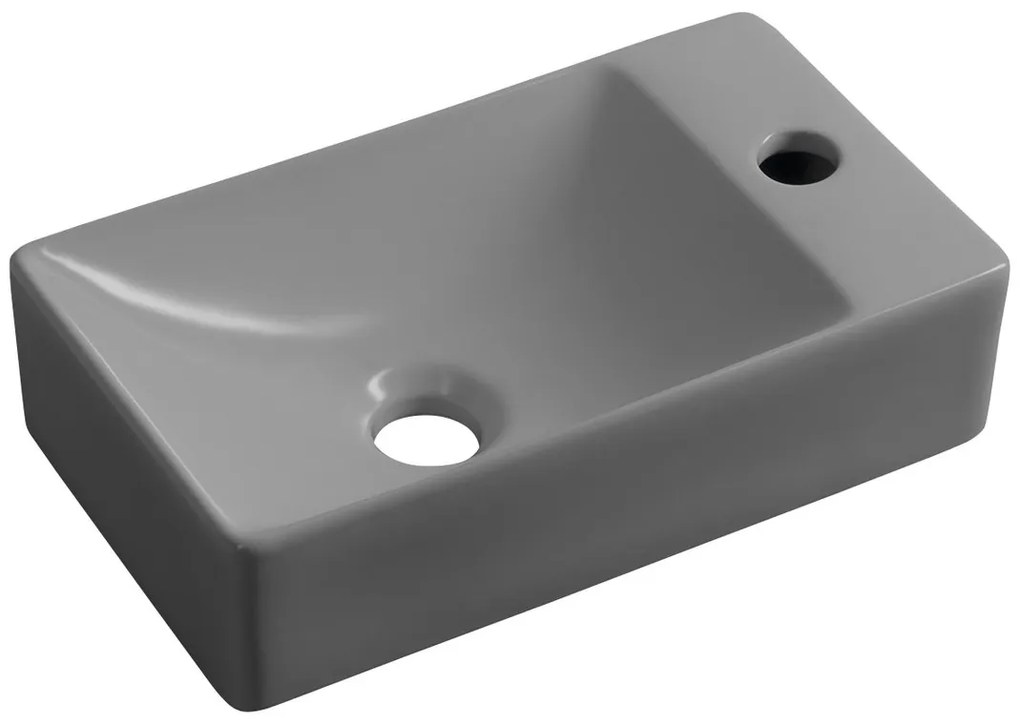 Sapho Sapho, MARGITHA keramické umyvadlo 38x22cm, otvor pro baterii vpravo, šedá, MGT3822GR