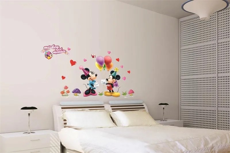 Živá Zeď Samolepka na zeď Mickey Mouse a Minnie Velikost: 75 x 120 cm