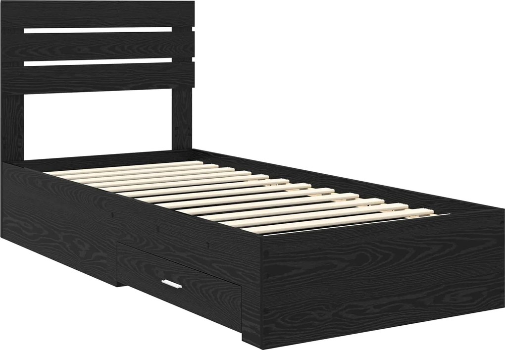 Rám postele se zásuvkou Černý dub 90 x 200 cm Kompozitní dřevo 3411684