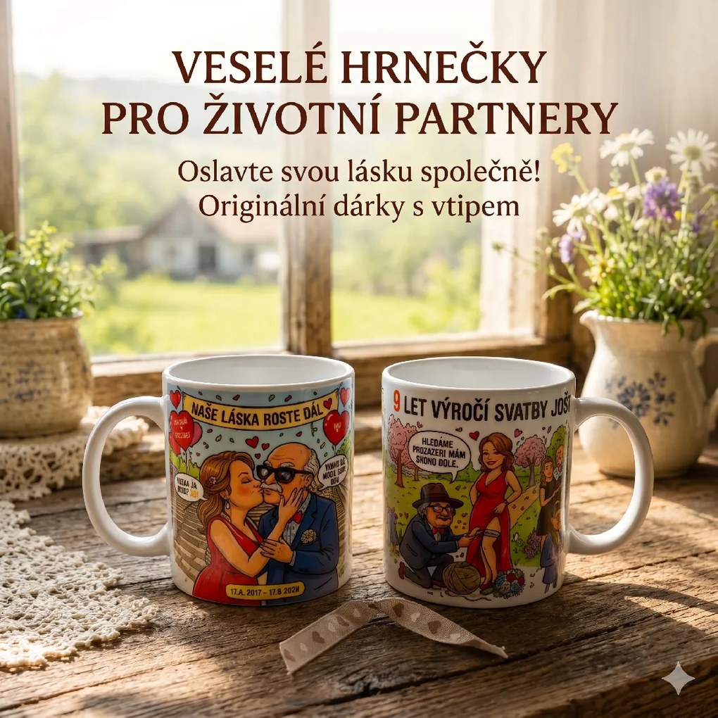 Personalizovaný hrnek z vlastní fotky pro partnery – Komiksový styl