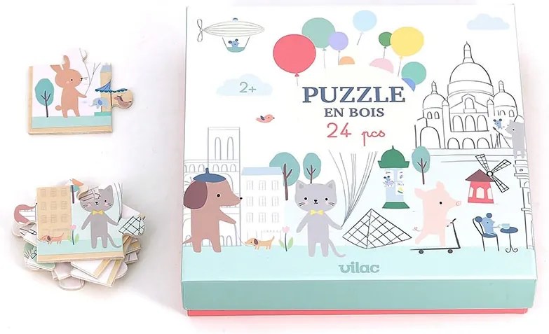 Vilac Panoramatické dřevěné puzzle Paříž - Sarah Betz