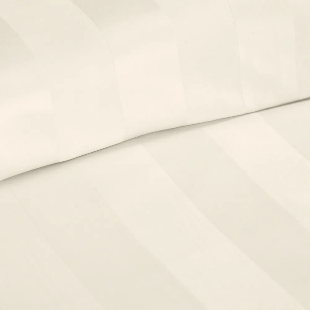 Krémové saténové povlečení na jednolůžko 135x200 cm So Soft Satin Stripe – Catherine Lansfield