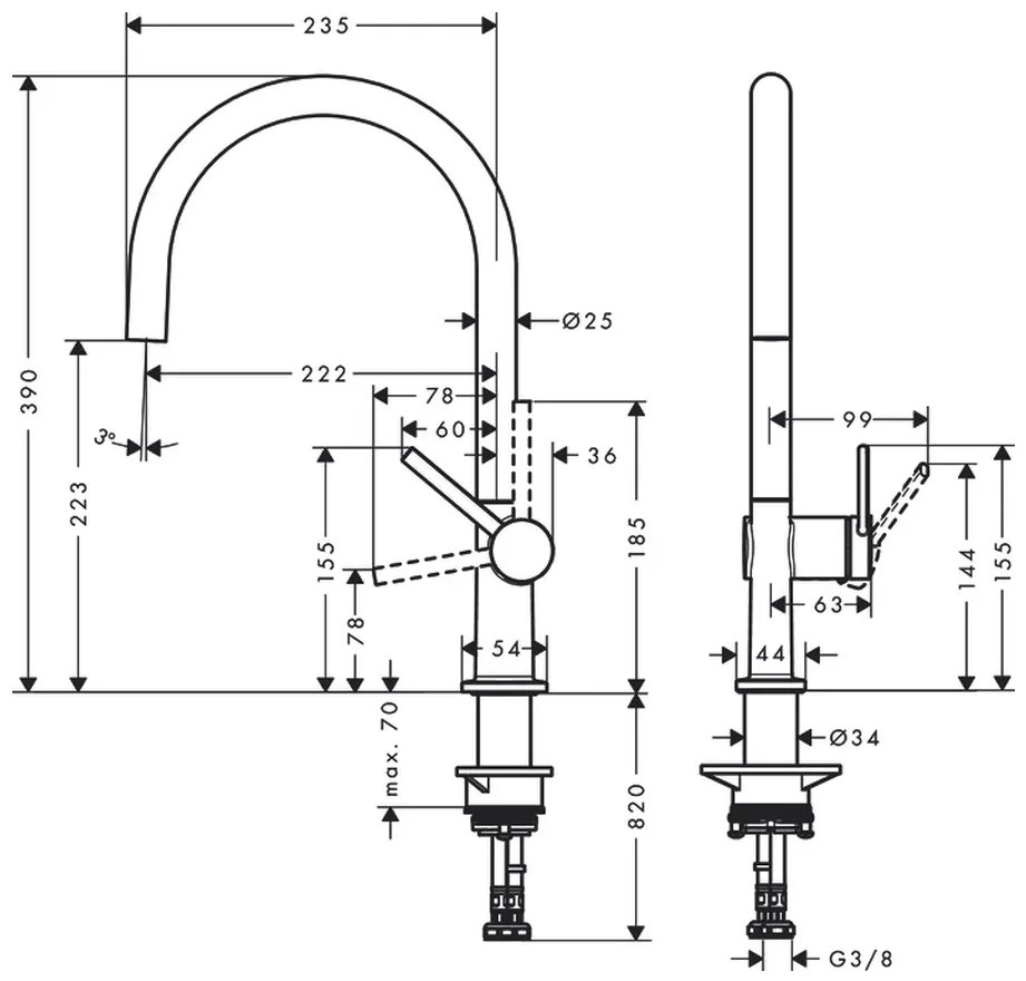 Hansgrohe Talis M54 - Páková kuchyňská baterie 220, Eco, 1jet, matná černá 72843670