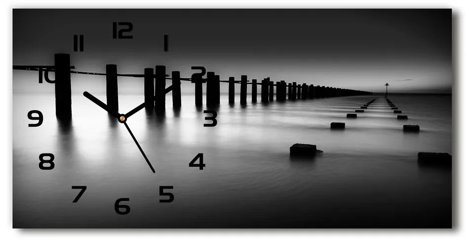 Wallmuralia Skleněné hodiny na stěnu Vlnolam Temže 60x30 cm