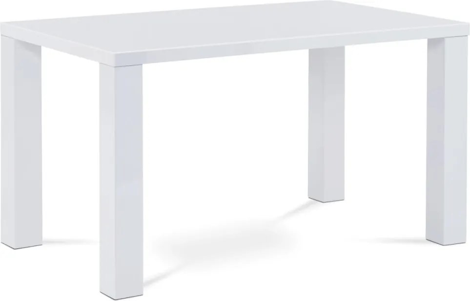 Jídelní stůl 120x80x76 cm, vysoký lesk – deska pro čtyři osoby bílá