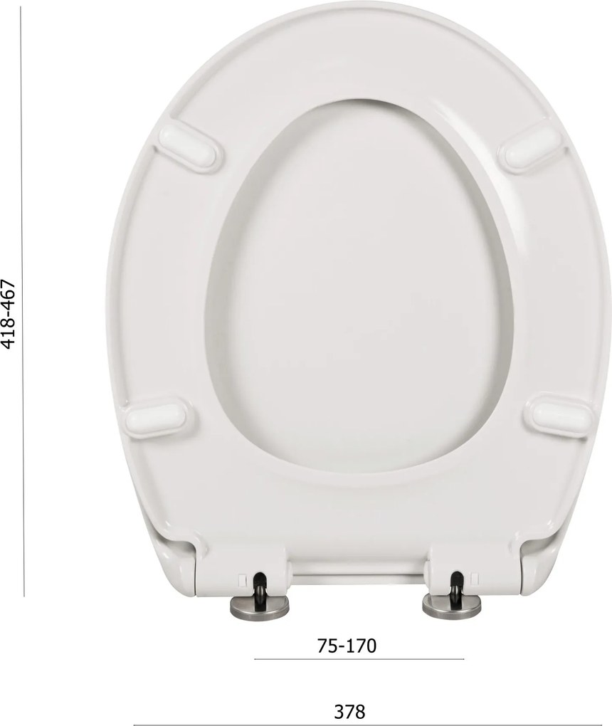 Gamma Sines, toaletní WC sedátko 418(467)x378mm, polypropylen, pomalé zavírání, bílá, GMA-D1