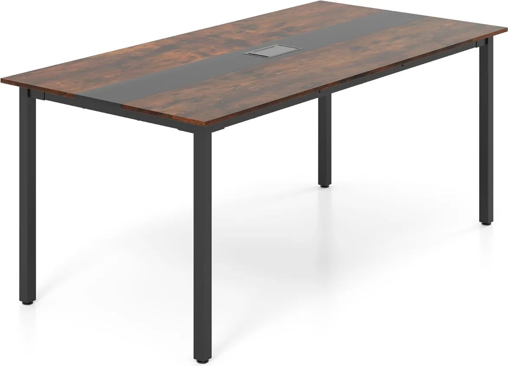Costway Konferenční stůl pro 8-10 osob obdélníkový – 180 × 90 cm, hnědý