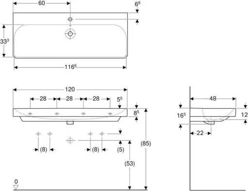 Geberit 500.226.01.1 - Závěsné umyvadlo Smyle Square 120x48 cm keramika/bílá