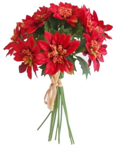 Umělá kytice Poinsettie červená, 20 cm