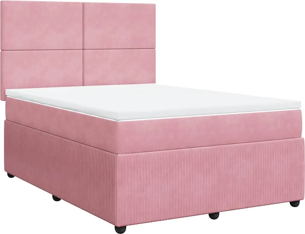 Box spring postel s matrací růžová 160x200 cm samet 3292381