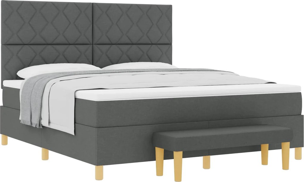 Postel s boxspringem s polštářem Tmavě šedá 200 x 180 cm textil 3344395