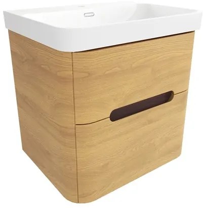 Koupelnová skříňka s umyvadlem SAT Fusion 57,5x53x45 cm dub medový mat SATFUSION260DMU