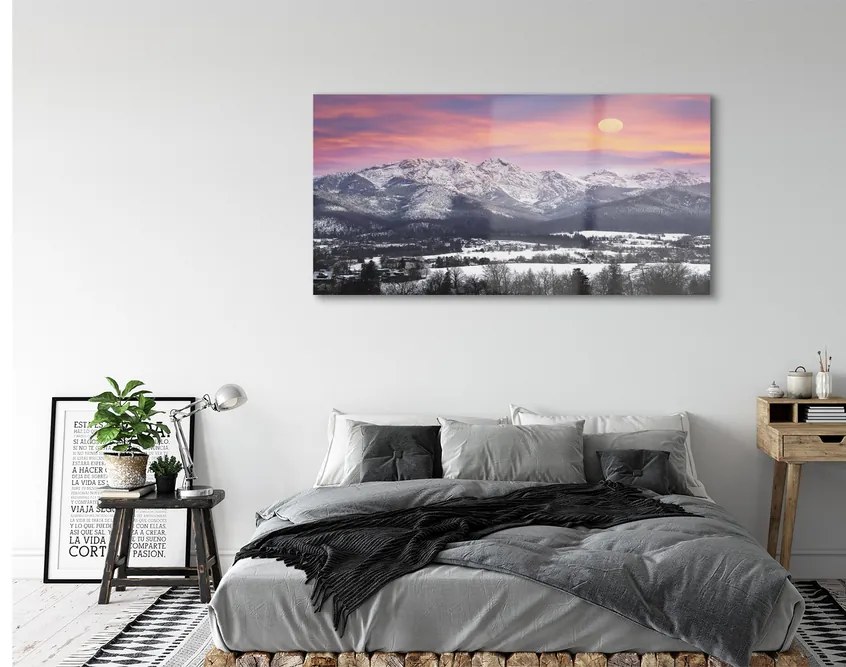 akrylový obraz horské zimní 140x70 cm