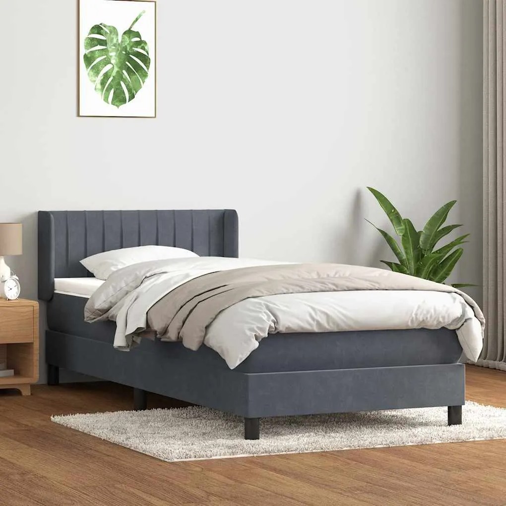 Box spring postel s matrací tmavě šedá 80x220 cm samet 3318304
