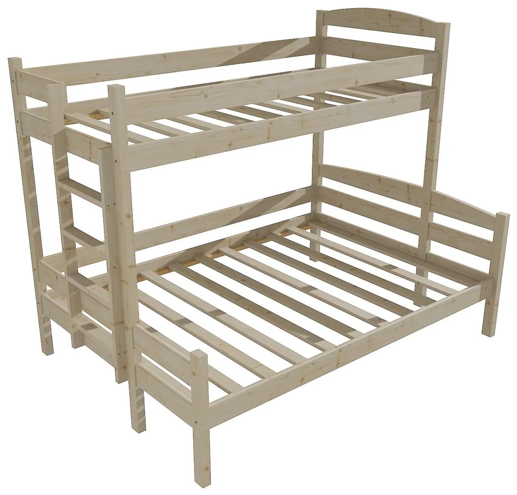 Vomaks Patrová postel s rozšířeným spodním lůžkem PPS 001 Rozměr: 90/120 x 200 cm, Barva: surové dřevo, Varianta: vlevo