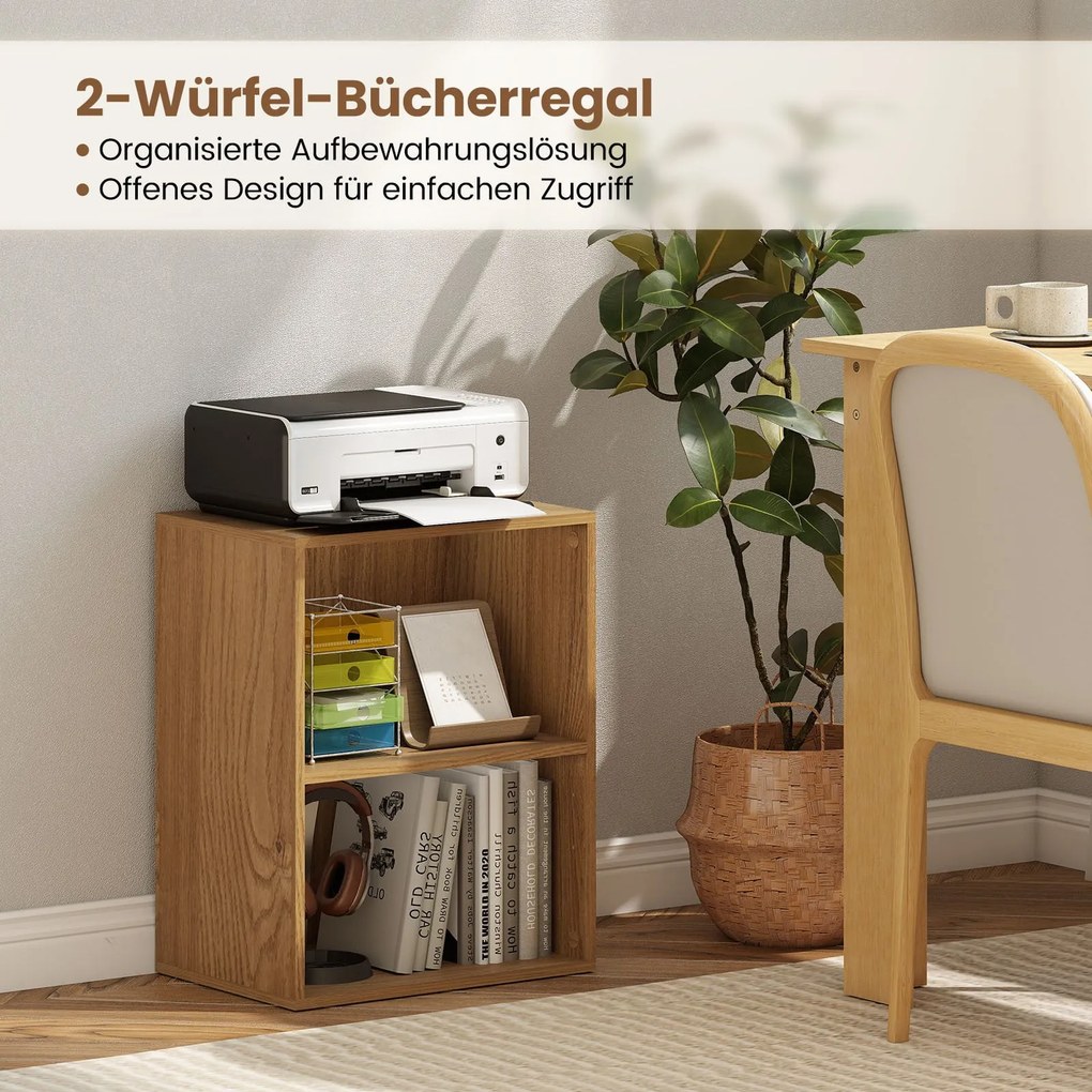 Costway Sada 2 dvoupatrových knihoven 42 cm, přírodní