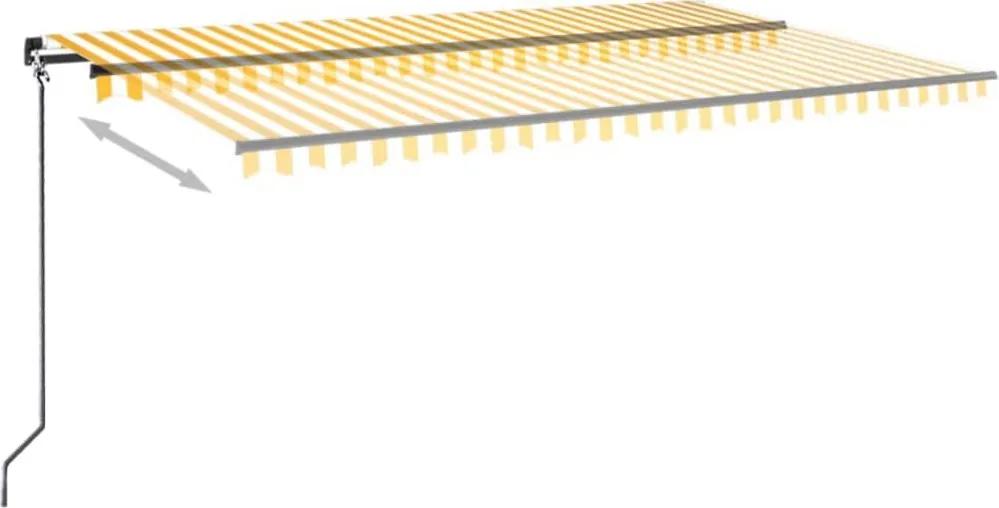vidaXL Ručně zatahovací markýza s LED světlem 500 x 300 cm [3051247] Barva: Modro-bílá