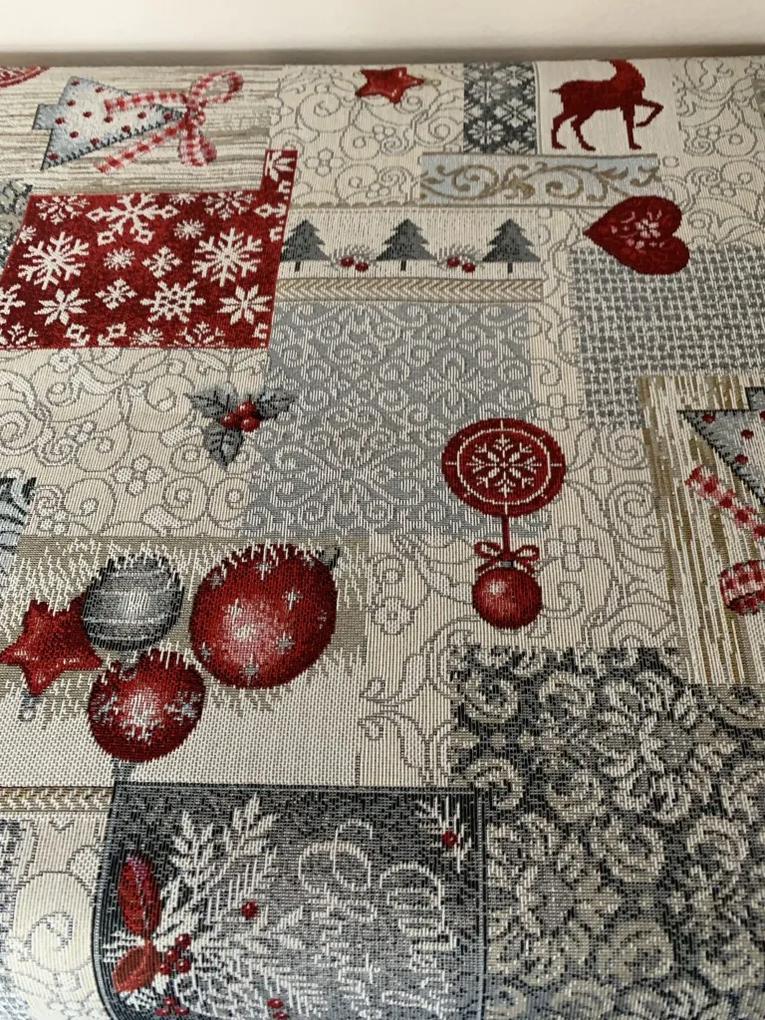 K-U ručně šitý ubrus čtvercový Vánoce 2019,  100 cm x 100 cm