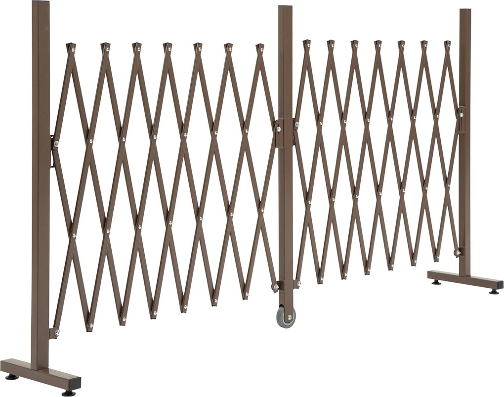 Outsunny Nůžková zábrana Nůžková zábrana výsuvná 52-405cm Zahradní hliníková hnědá H103,5cm | Aosom